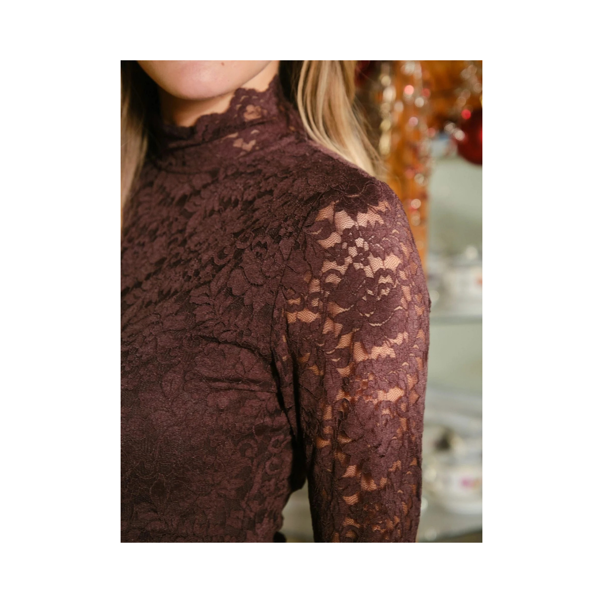 Lizette Laceflower Dress - Brown